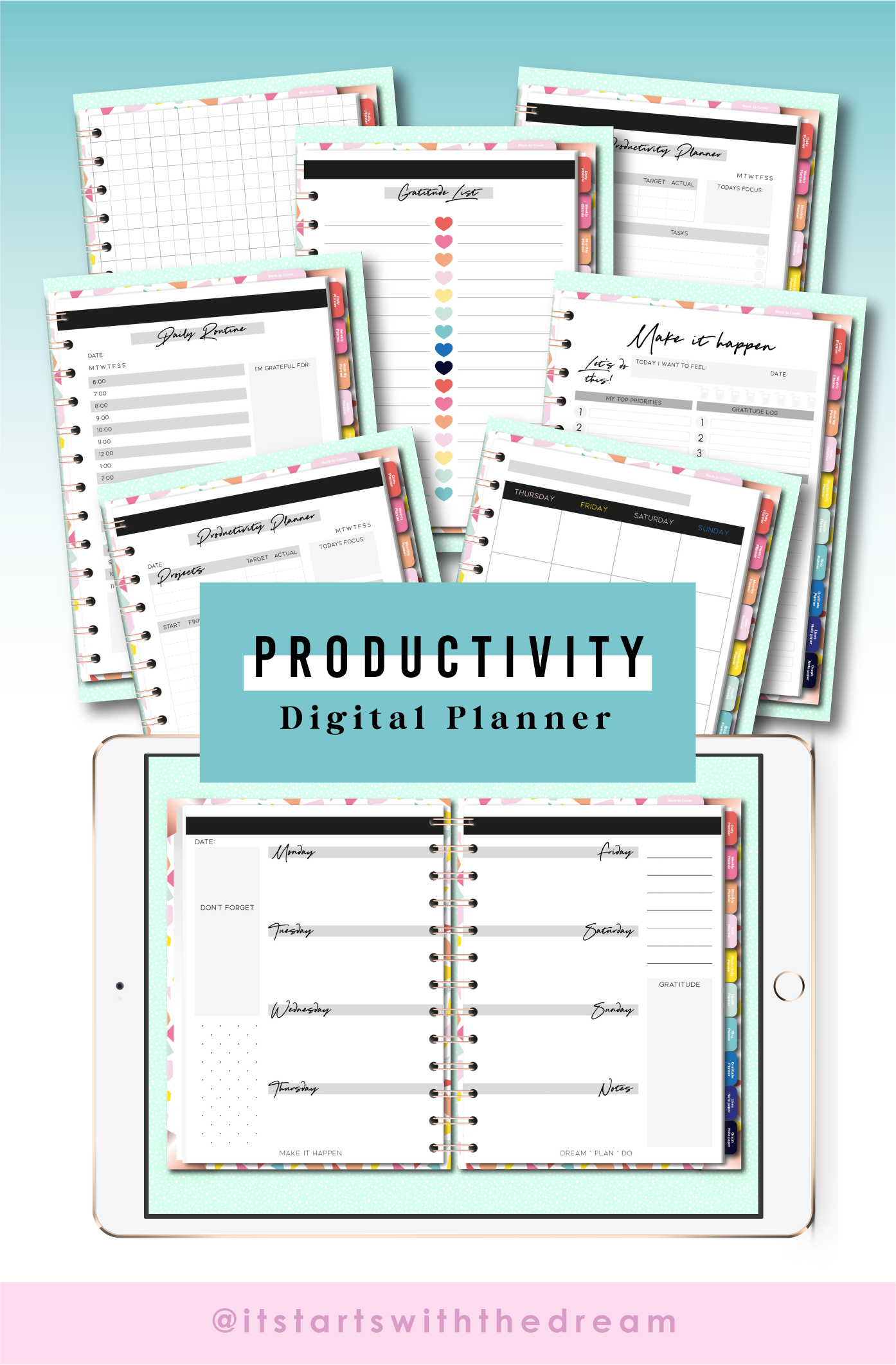 Paper & Party Supplies Paper Printable Rainbow Daily Planner etna.com.pe